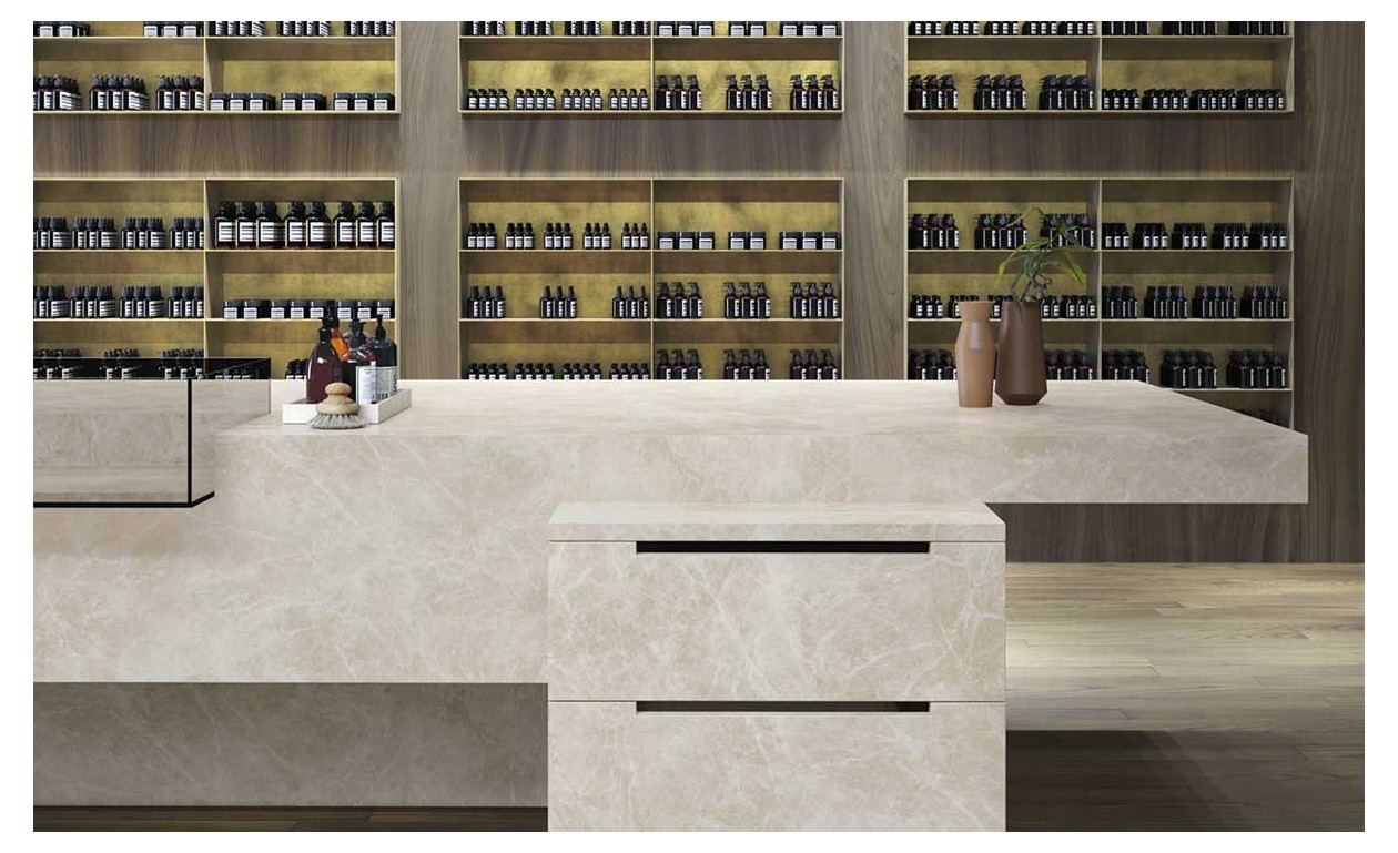 Plan de travail sur mesure en Xtone Porcelanosa Ars Beige , finition Nature pour cuisine, salle ...