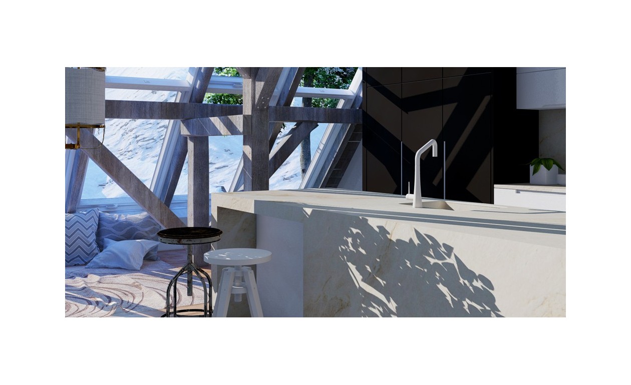 Plan de travail sur mesure en Granit Sensa Taj Mahal, finition Poli ...